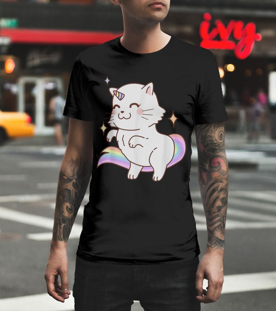 Caticorn Rainbow Cat Kittycorn Unicorn Kawaii Sparkles T-Shirt