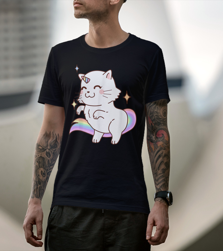 Caticorn Rainbow Cat Kittycorn Unicorn Kawaii Sparkles T-Shirt