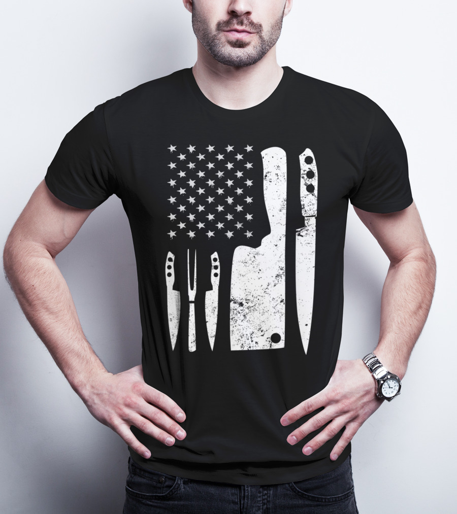 Chef Knife US Flag T-Shirt