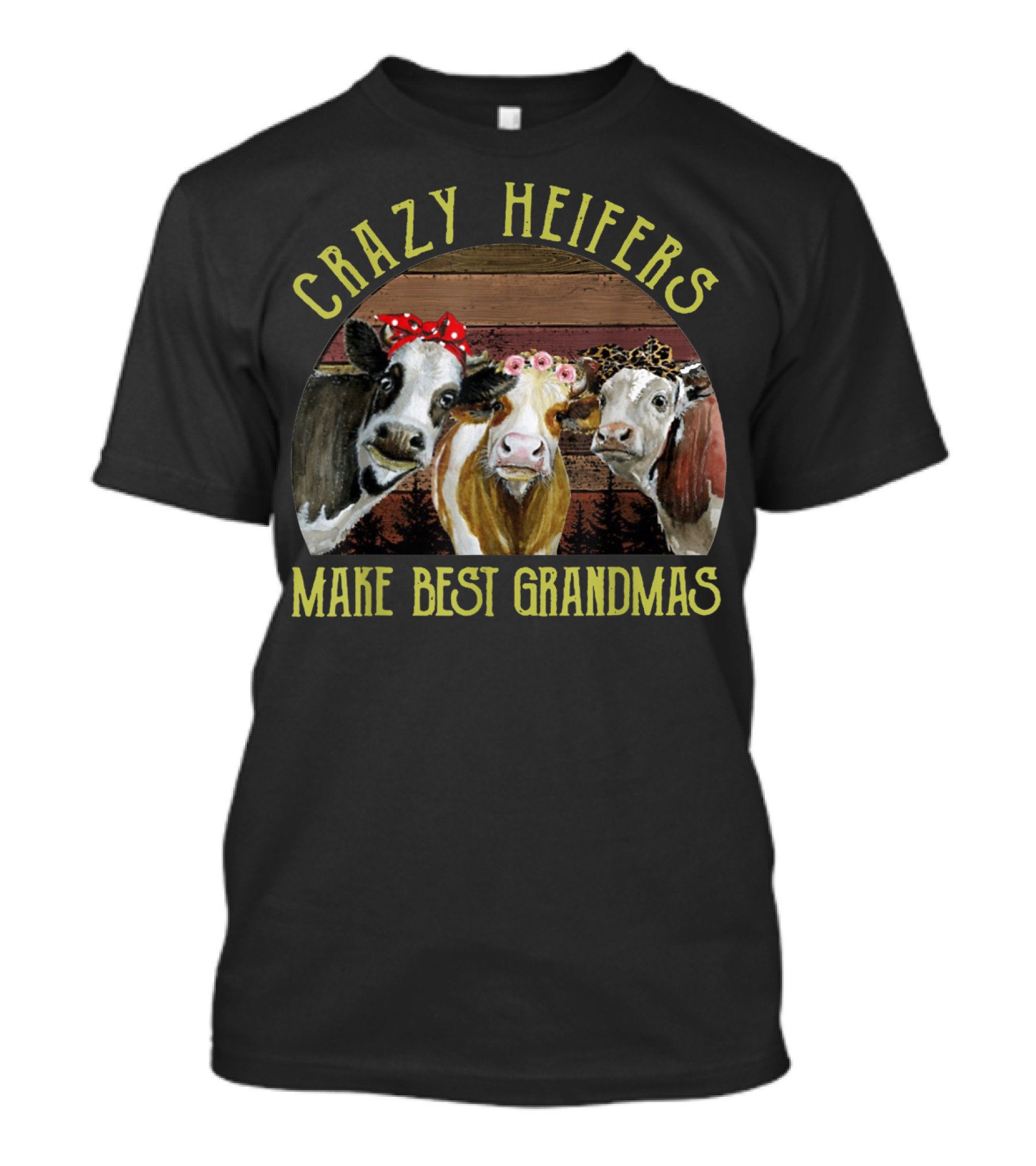 Crazy Heifers Make Best Grandmas Funny Cow Trio With Accessories T-Shirt