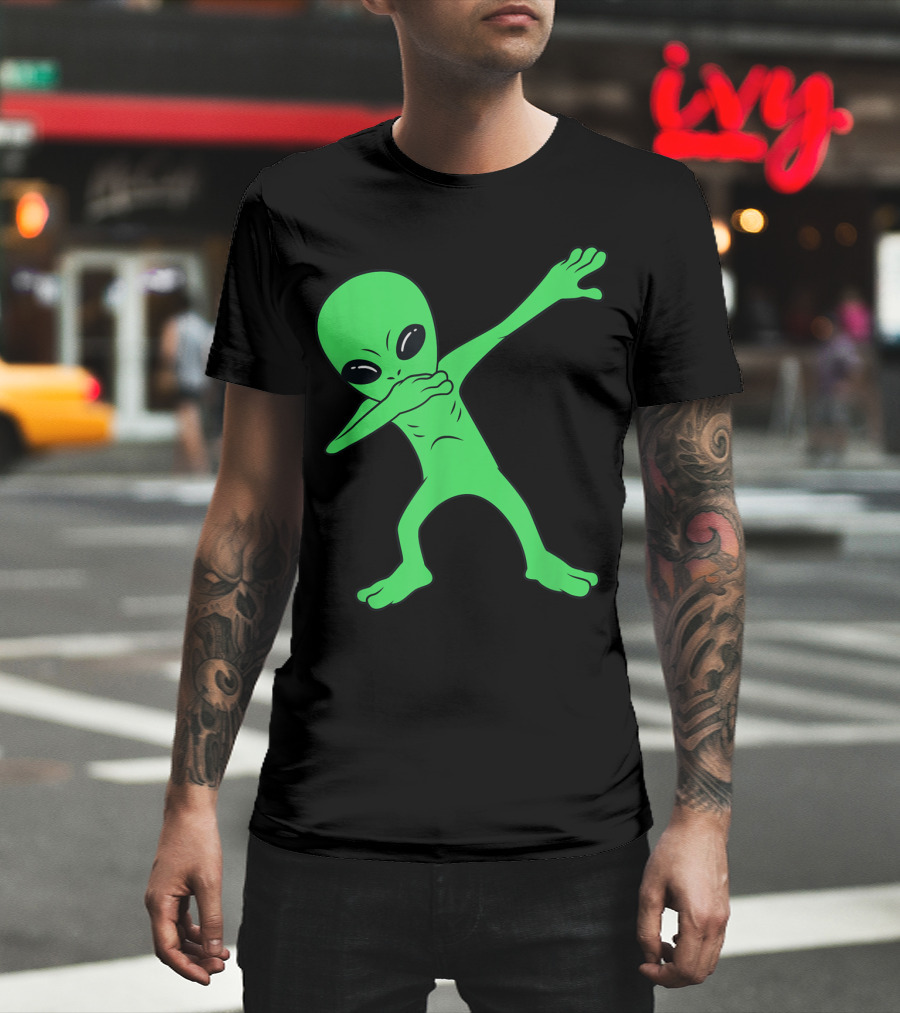 Dabbing Green Alien Halloween Funny Dab Dance T-Shirt