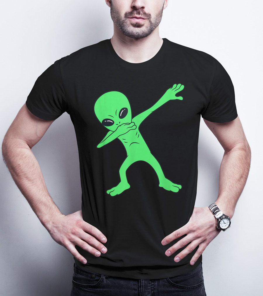 Dabbing Green Alien Halloween Funny Dab Dance T-Shirt