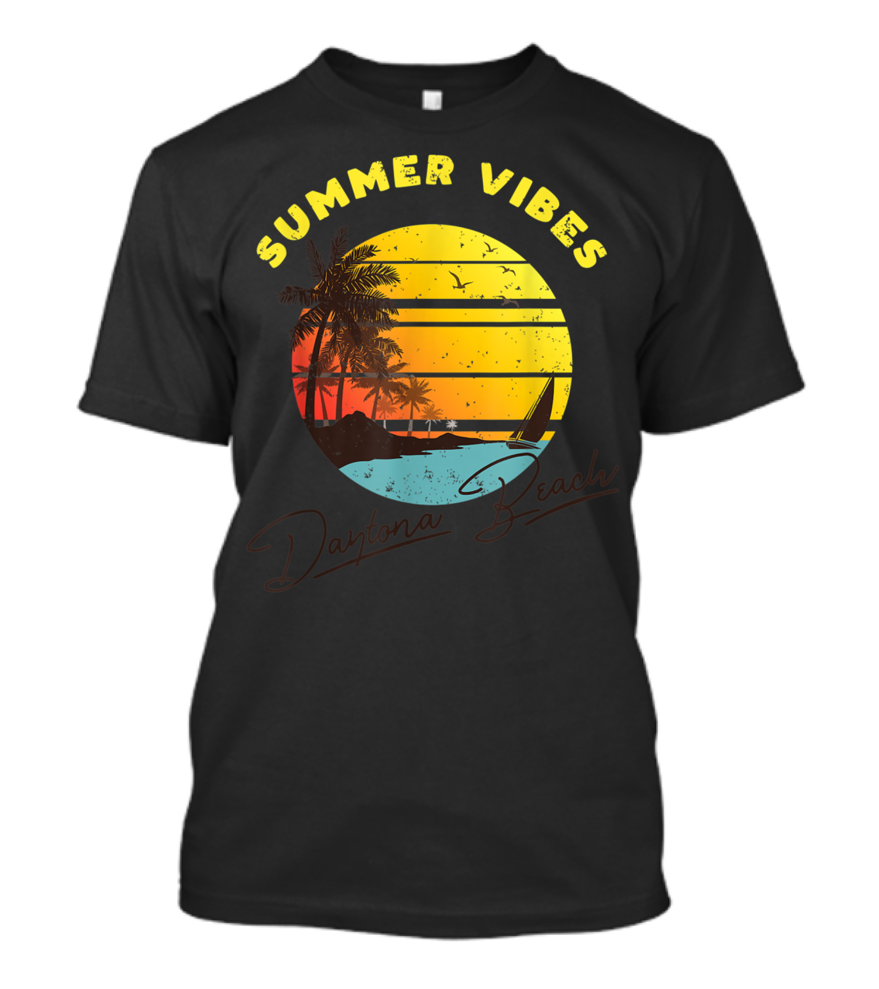 Summer Vibes Daytona Beach Tropical Sunset Palm Trees T-Shirt