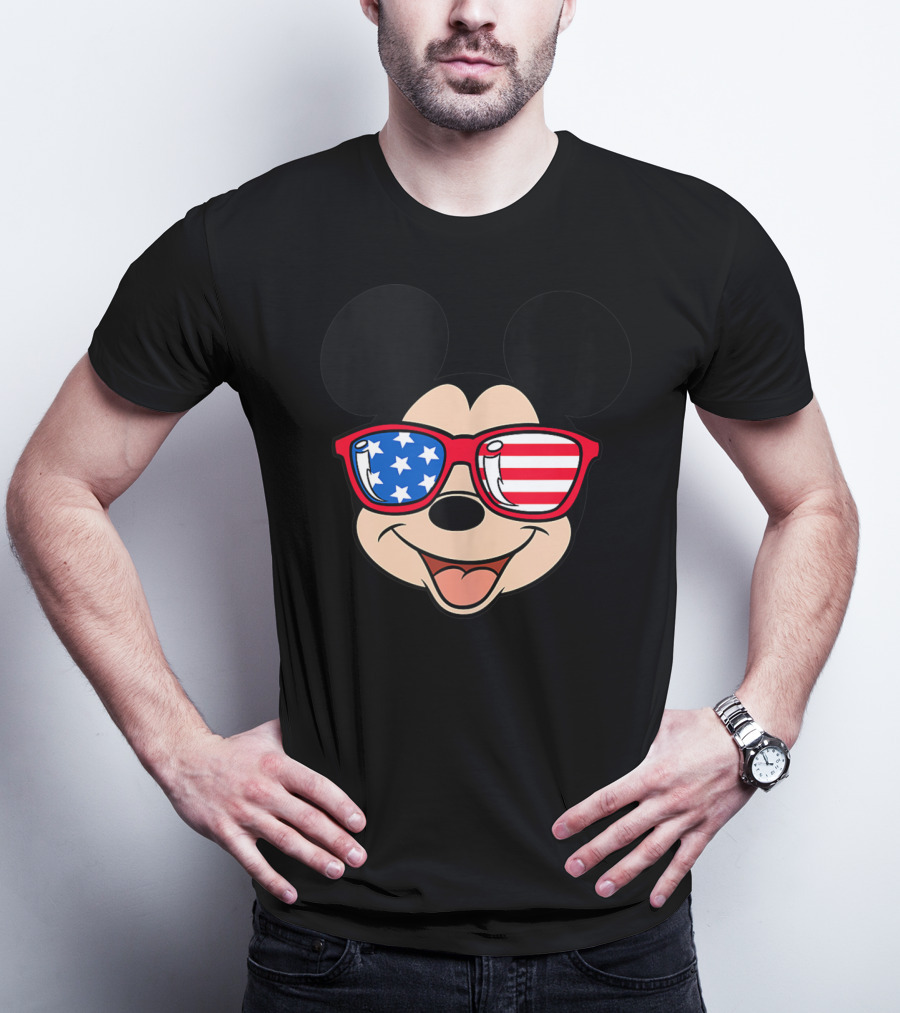 Disney Mickey Mouse American Flag Sunglasses T-Shirt