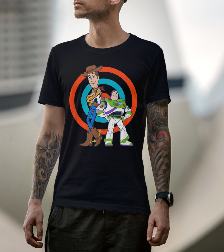 Toy Story Buzz Lightyear And Woody Target Background T-Shirt