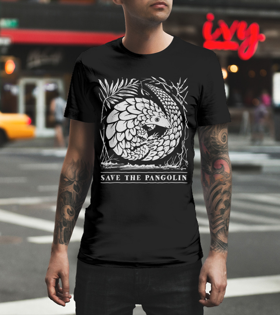 Endangered Species Save The Pangolin Circle Leaves T-Shirt
