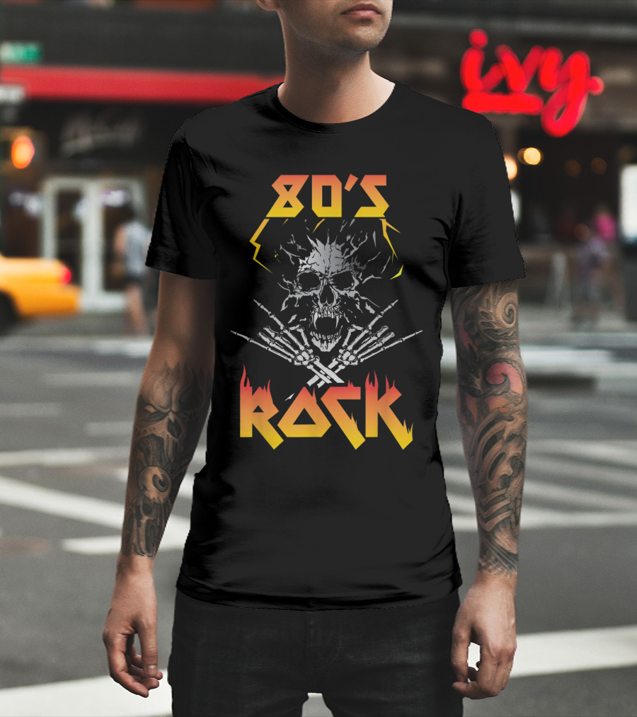 80's Rock Skull And Skeleton For Eighties Rockers T-Shirt