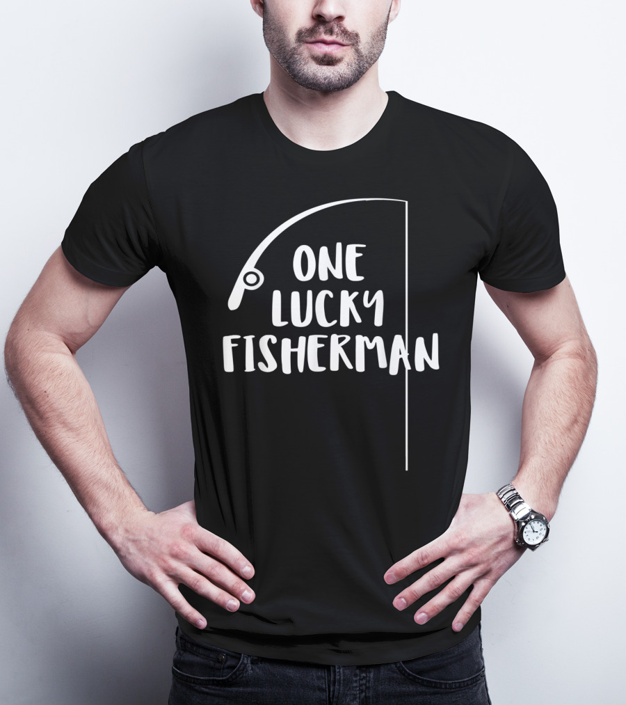One Lucky Fisherman Couples Matching Love Fishing Husband T-Shirt