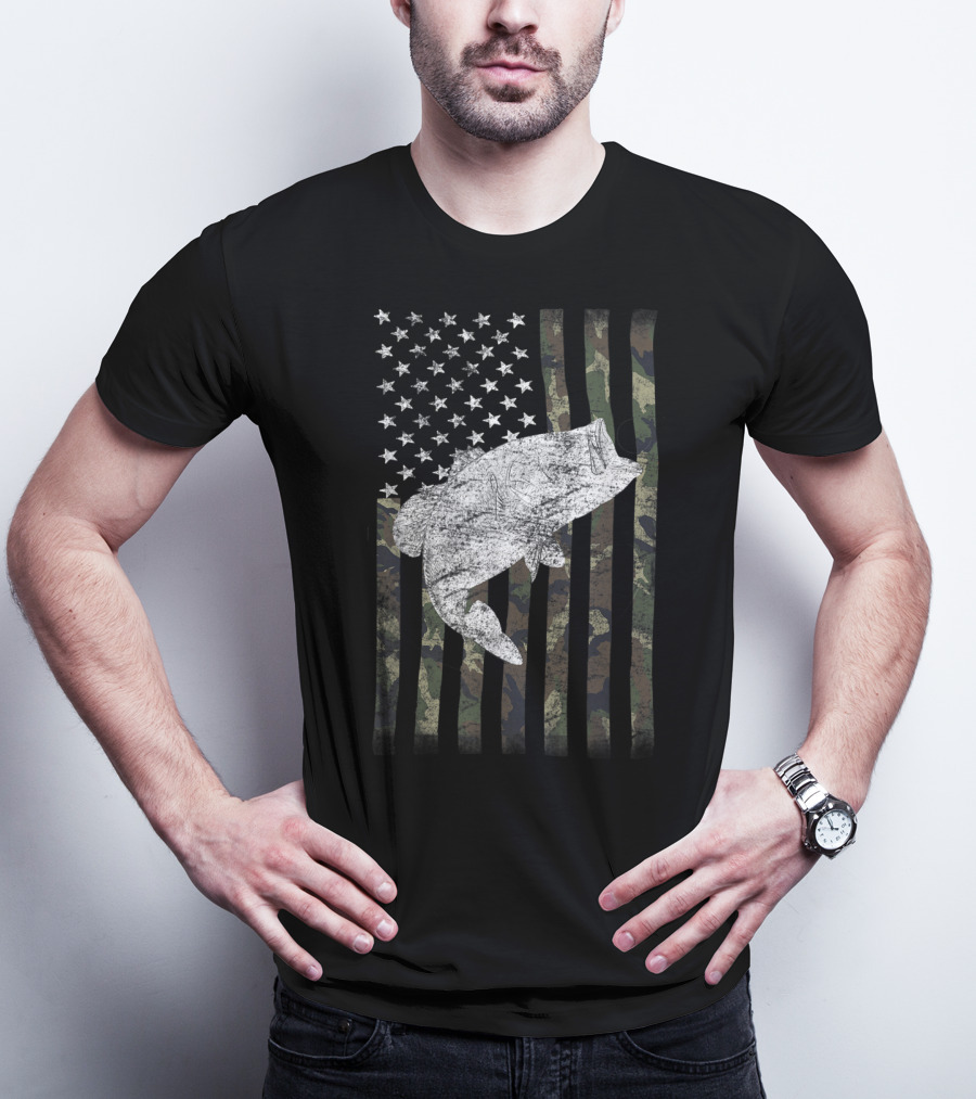 Camouflage American Flag Bass T-Shirt