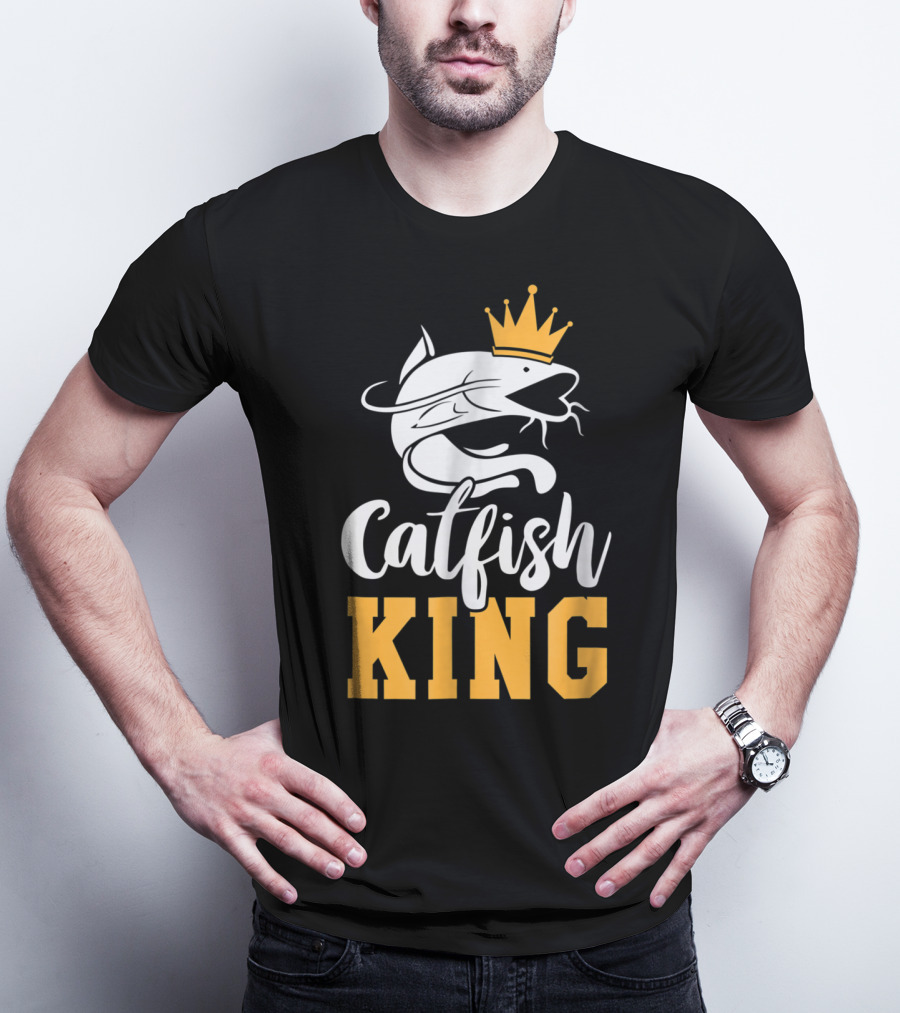 Catfish King Crowned Fishing Humor Trophy T-Shirt