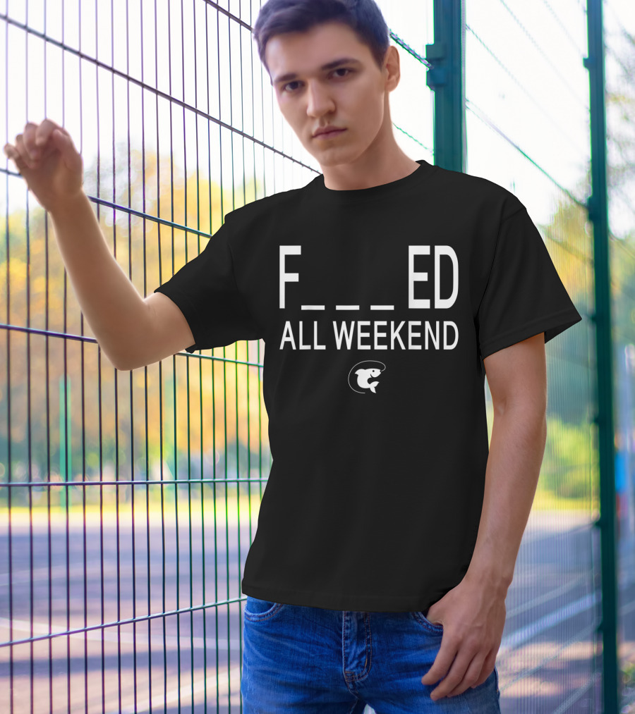 Fished All Weekend Funny Fishing Tee Cod Fish Image T-Shirt