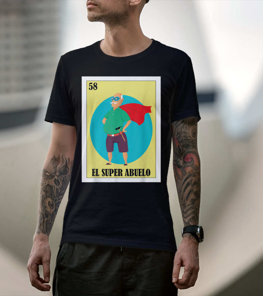 58 Mens Loteria El Super Abuelo Reg Hero Grandpa T-Shirt