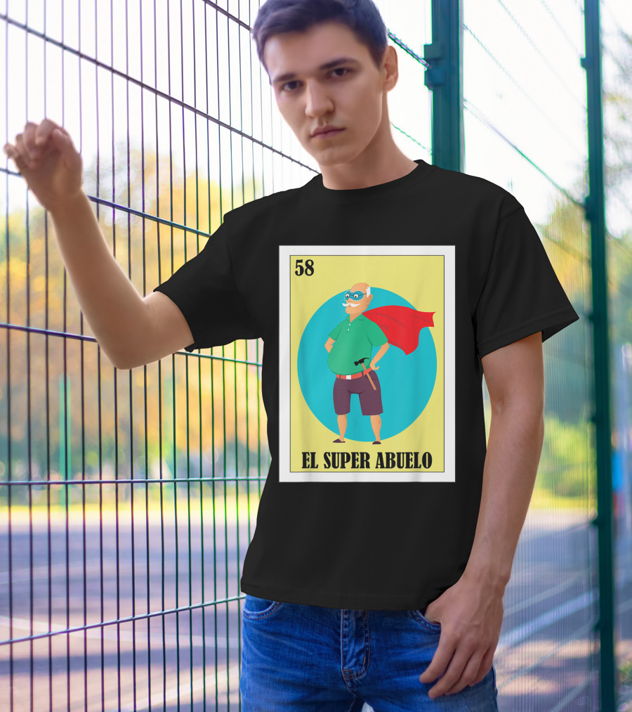 58 Mens Loteria El Super Abuelo Reg Hero Grandpa T-Shirt
