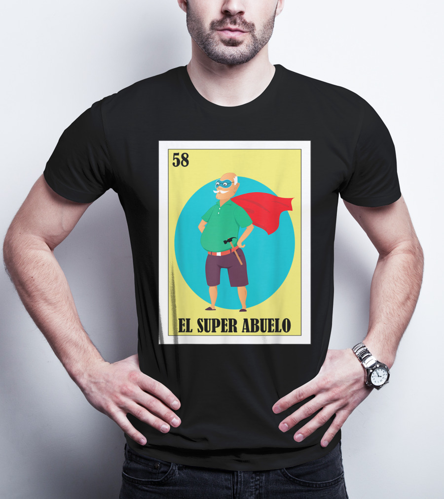 58 Mens Loteria El Super Abuelo Reg Hero Grandpa T-Shirt