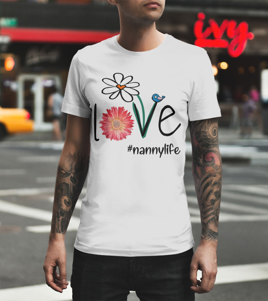 Love Floral Heart Mom Nanny Life #mimilife T-Shirt