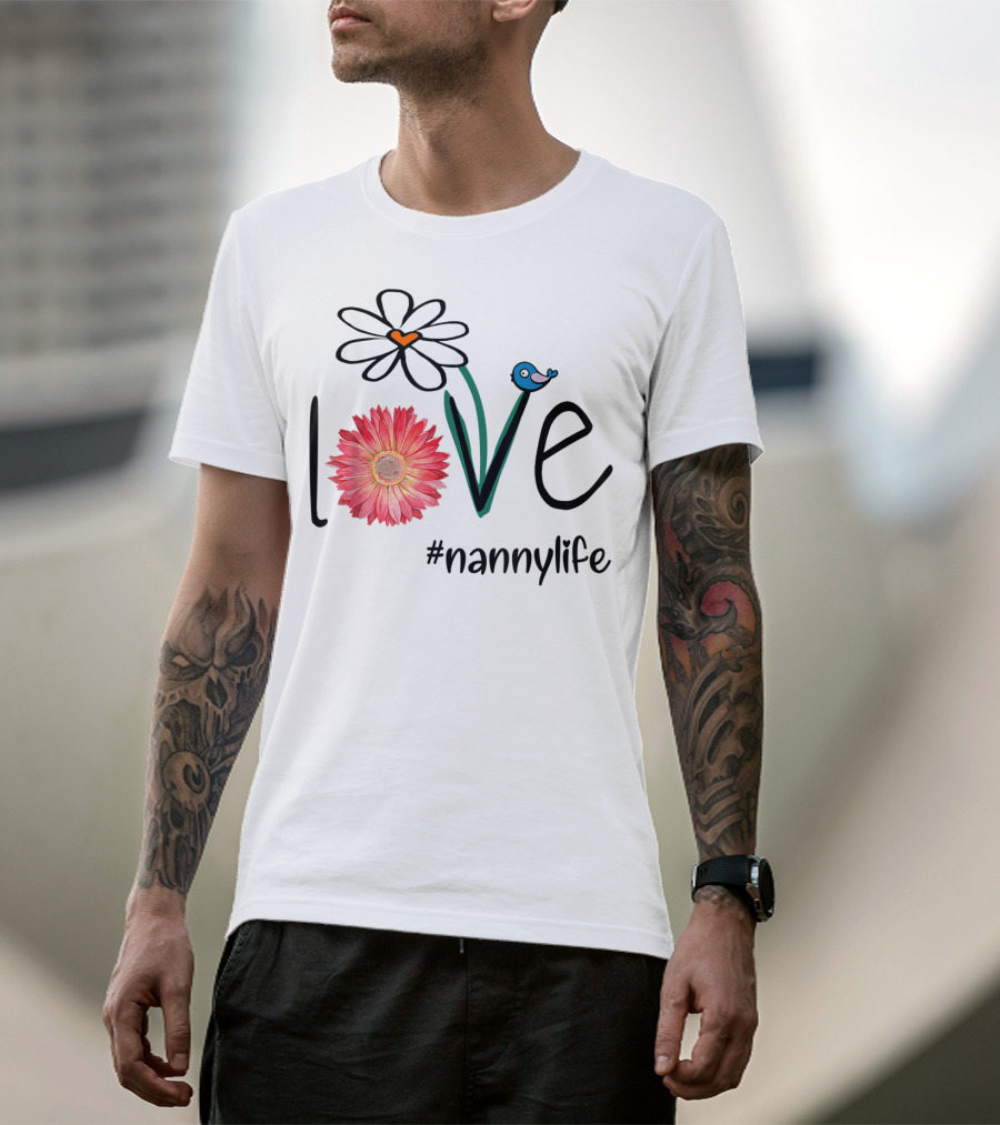 Love Floral Heart Mom Nanny Life #mimilife T-Shirt