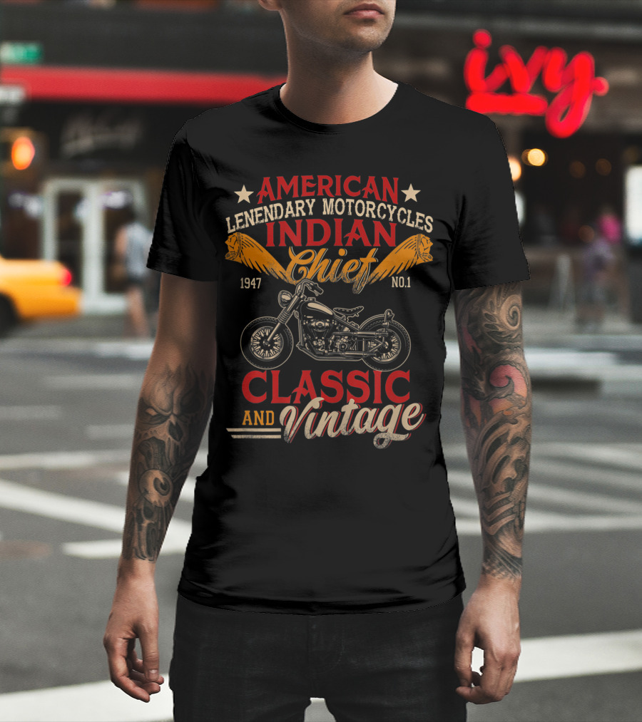 American Legendary Motorcycles Indian Chief 1947 No.1 Classic And Vintage T-Shirt
