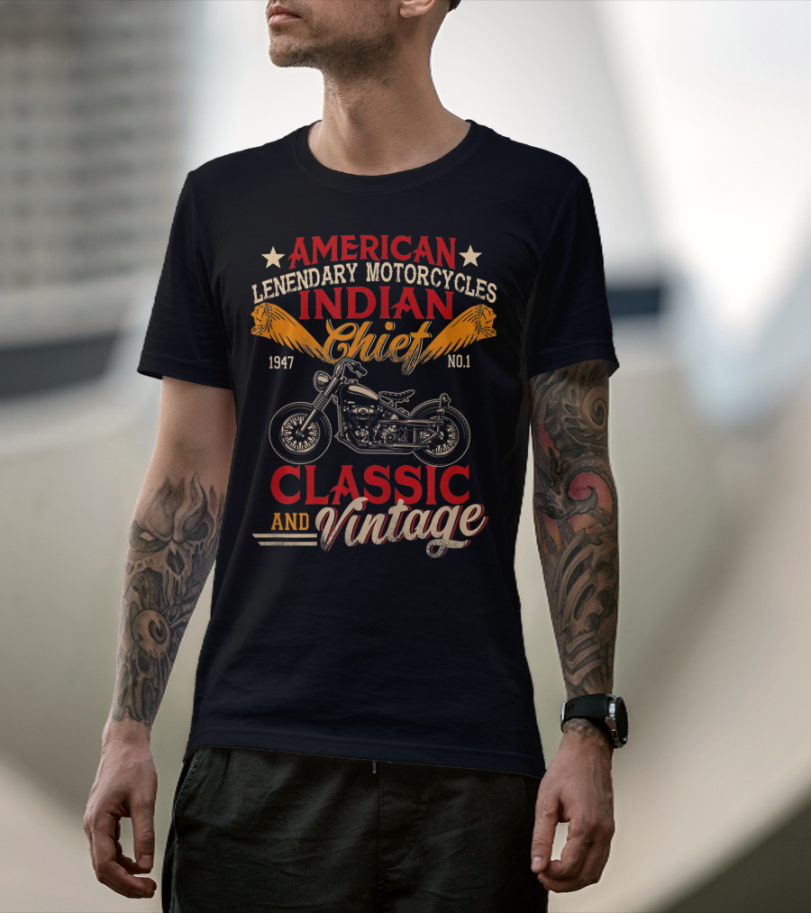 American Legendary Motorcycles Indian Chief 1947 No.1 Classic And Vintage T-Shirt