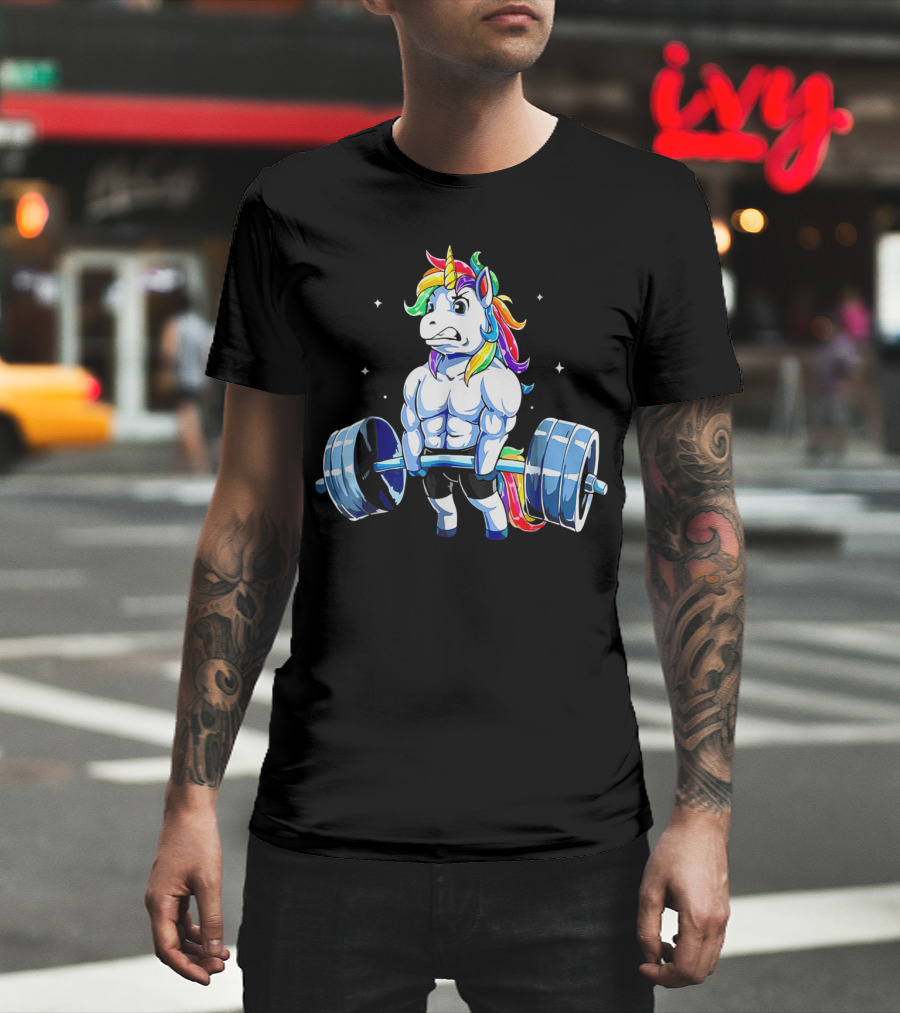 Muscle Unicorn Rainbow Powerlifting T-Shirt