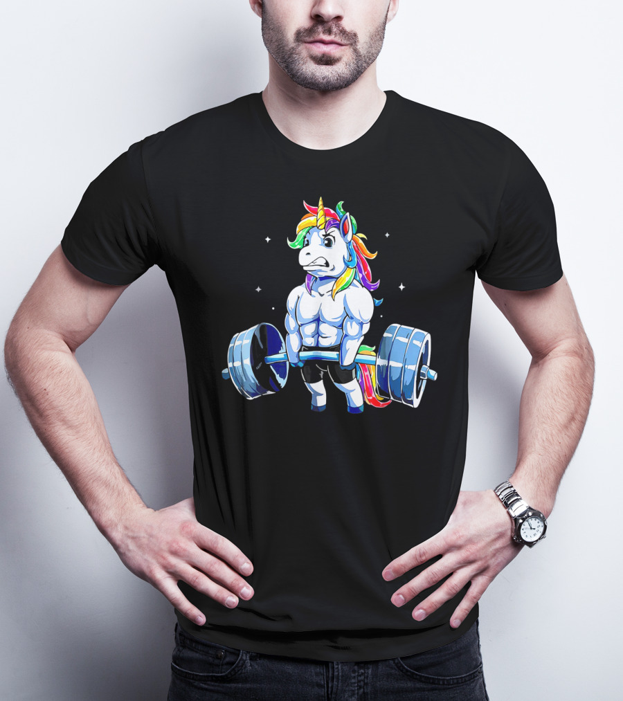 Muscle Unicorn Rainbow Powerlifting T-Shirt
