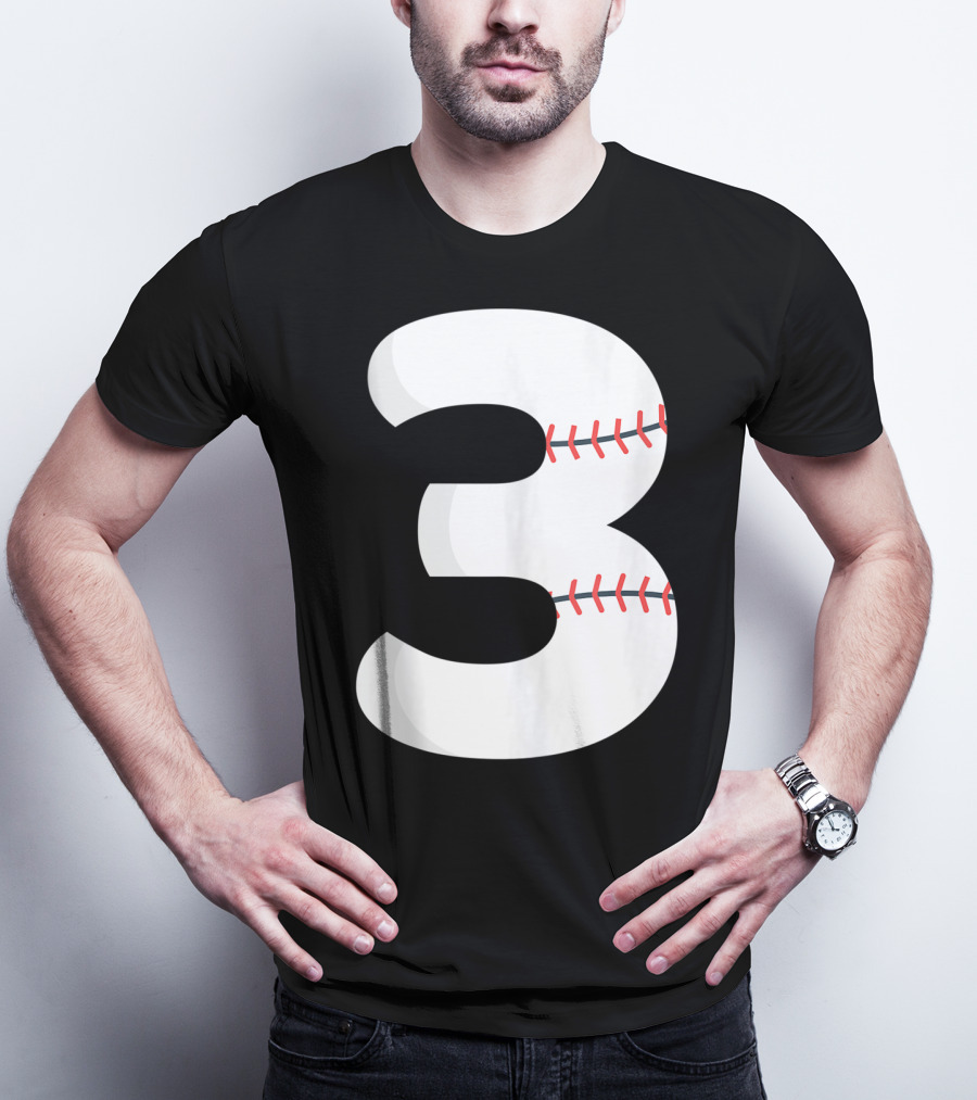 Number 3 Baseball Pitcher Batter Team Concept T-Shirt