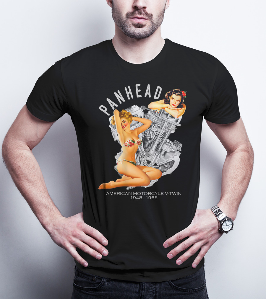 Panhead American Motorcycle V-Twin 1948-1965 Pinup T-Shirt