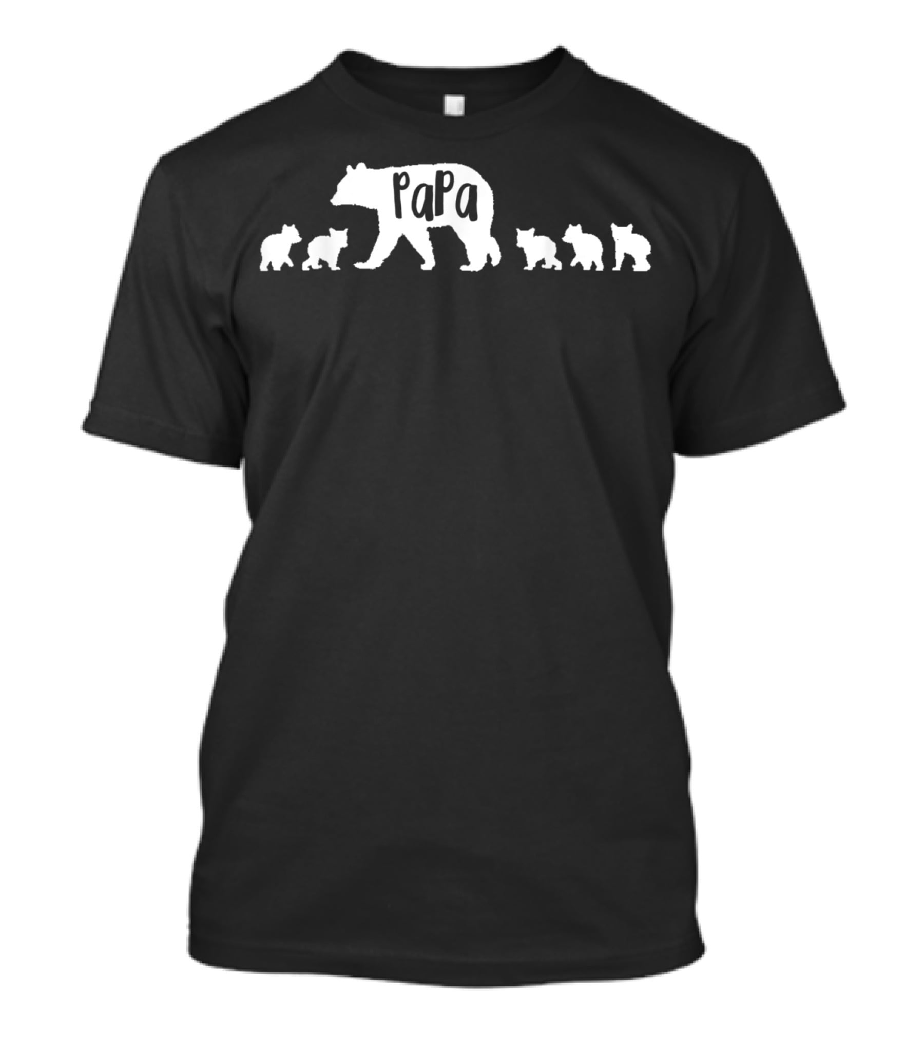 Papa Bear With Five Cubs Silhouette Family T-Shirt