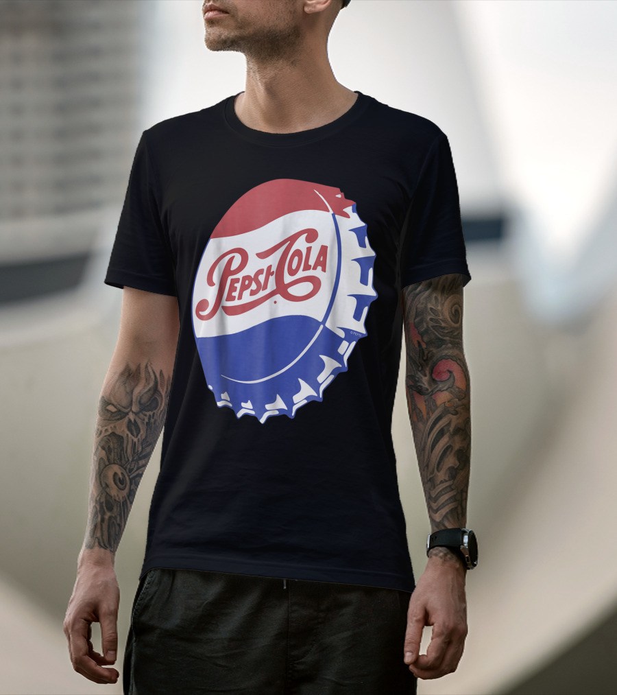 Pepsi Cola Vintage Bottle Cap Logo Soft Drinks Retro Branding T-Shirt