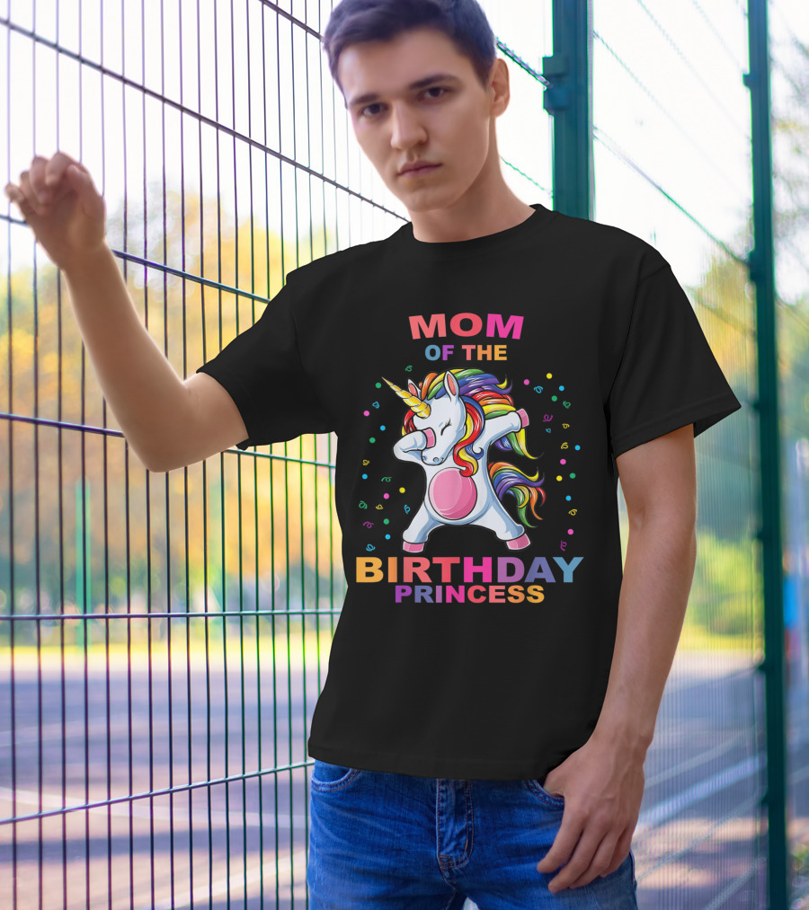 Mom Of The Birthday Princess Unicorn Dab T-Shirt