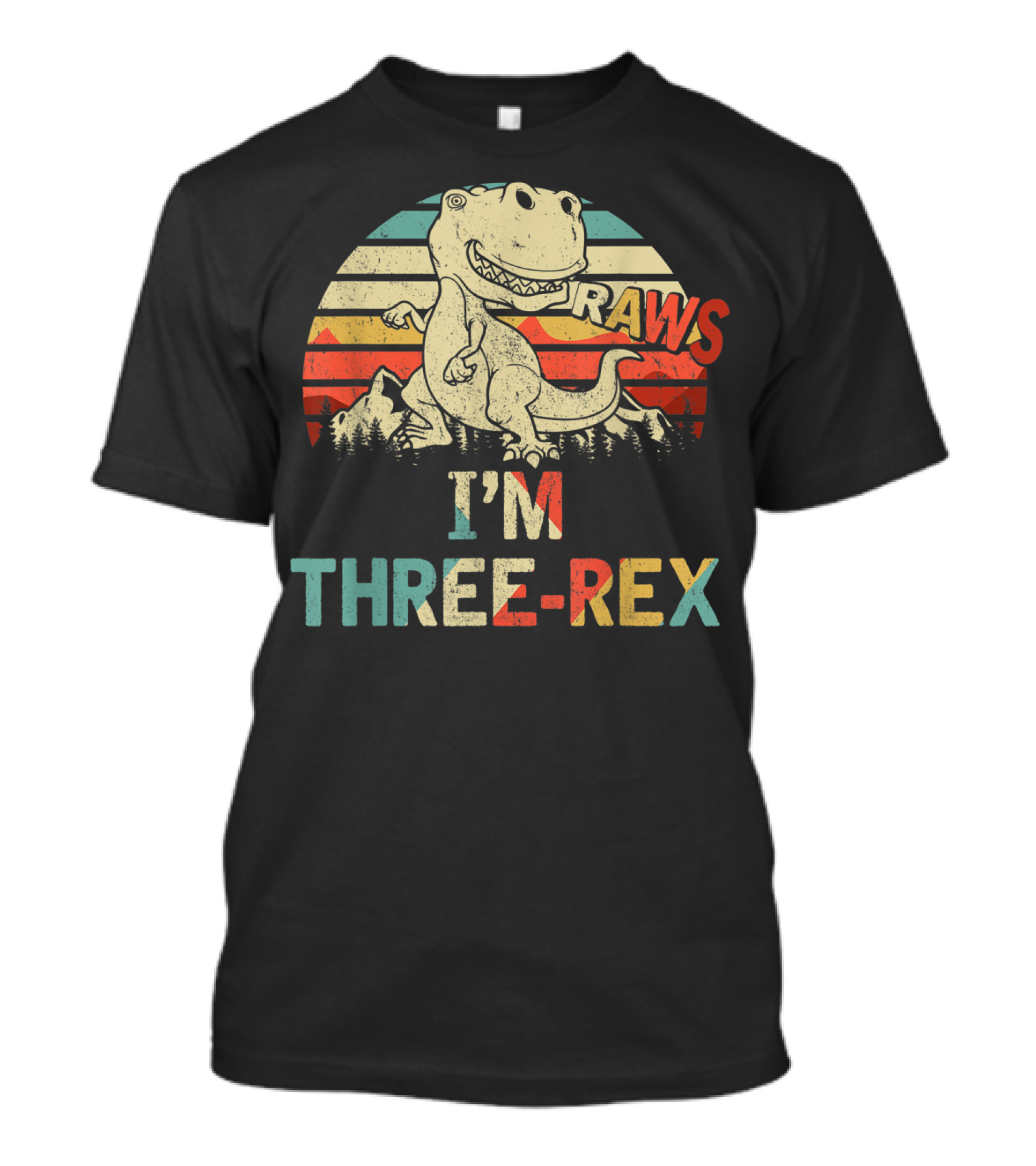 Raws I'm Three-Rex 3rd Birthday Boy Dinosaur Kid T-Shirt