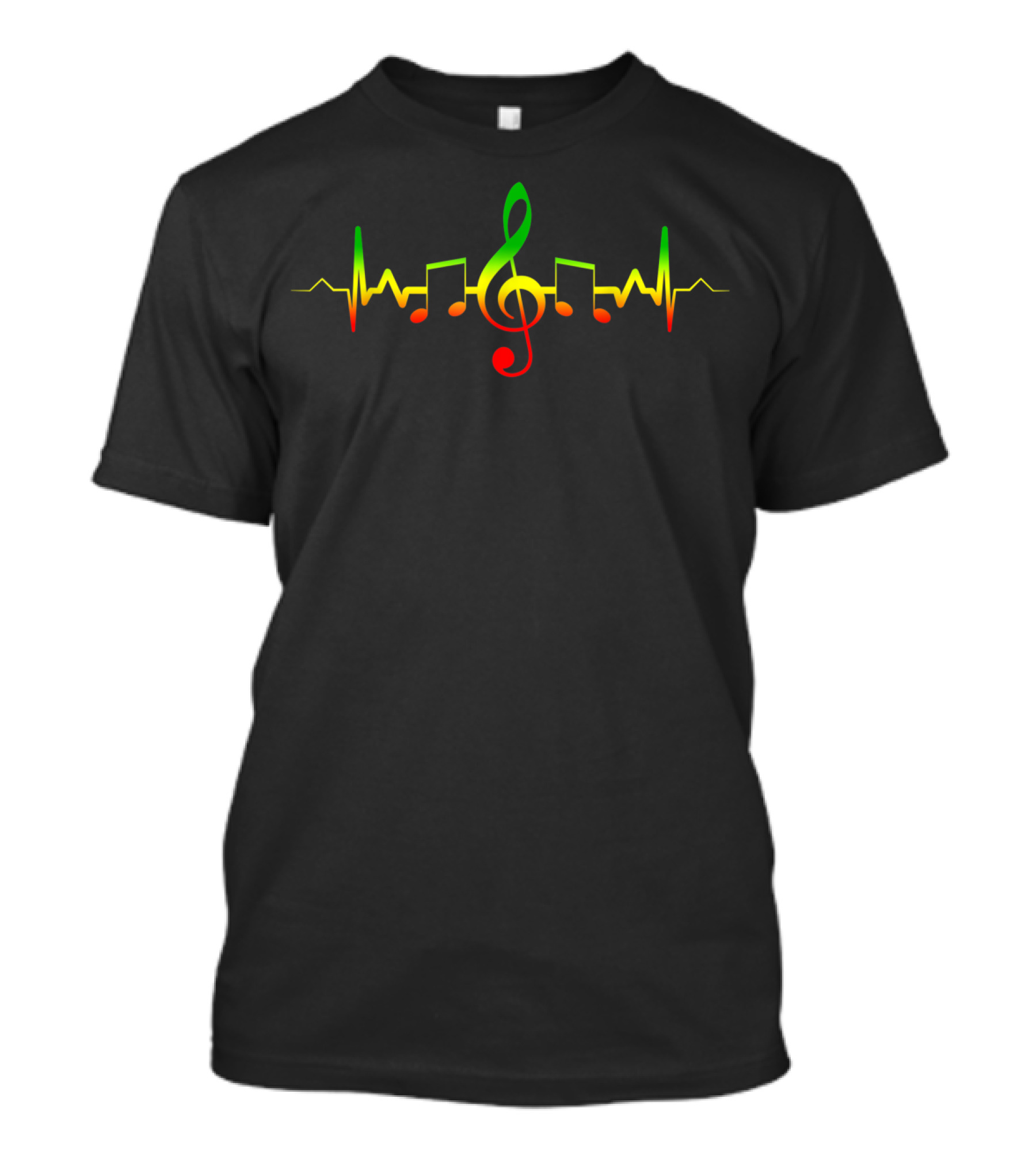 Heartbeat Jamaica Reggae Music Rasta Notes T-Shirt
