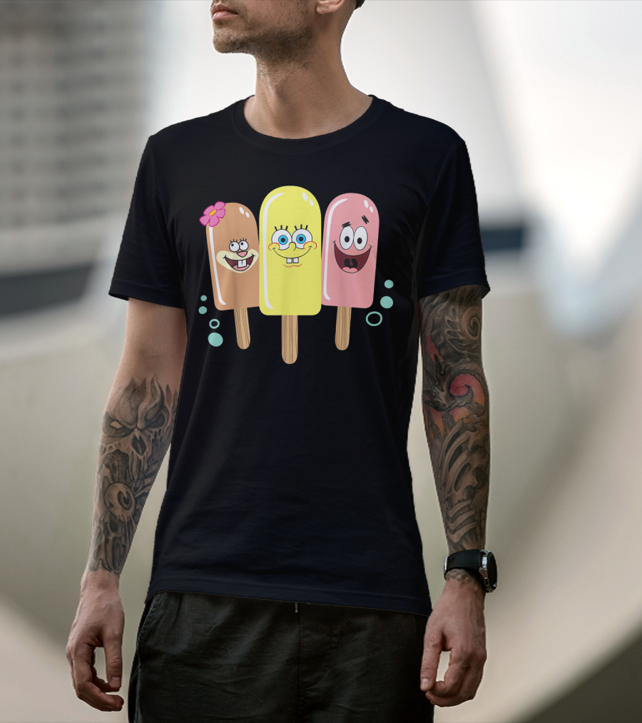 Spongebob Squarepants Sandy Patrick Popsicle Ice Cream Friends T-Shirt
