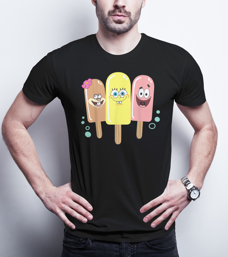 Spongebob Squarepants Sandy Patrick Popsicle Ice Cream Friends T-Shirt