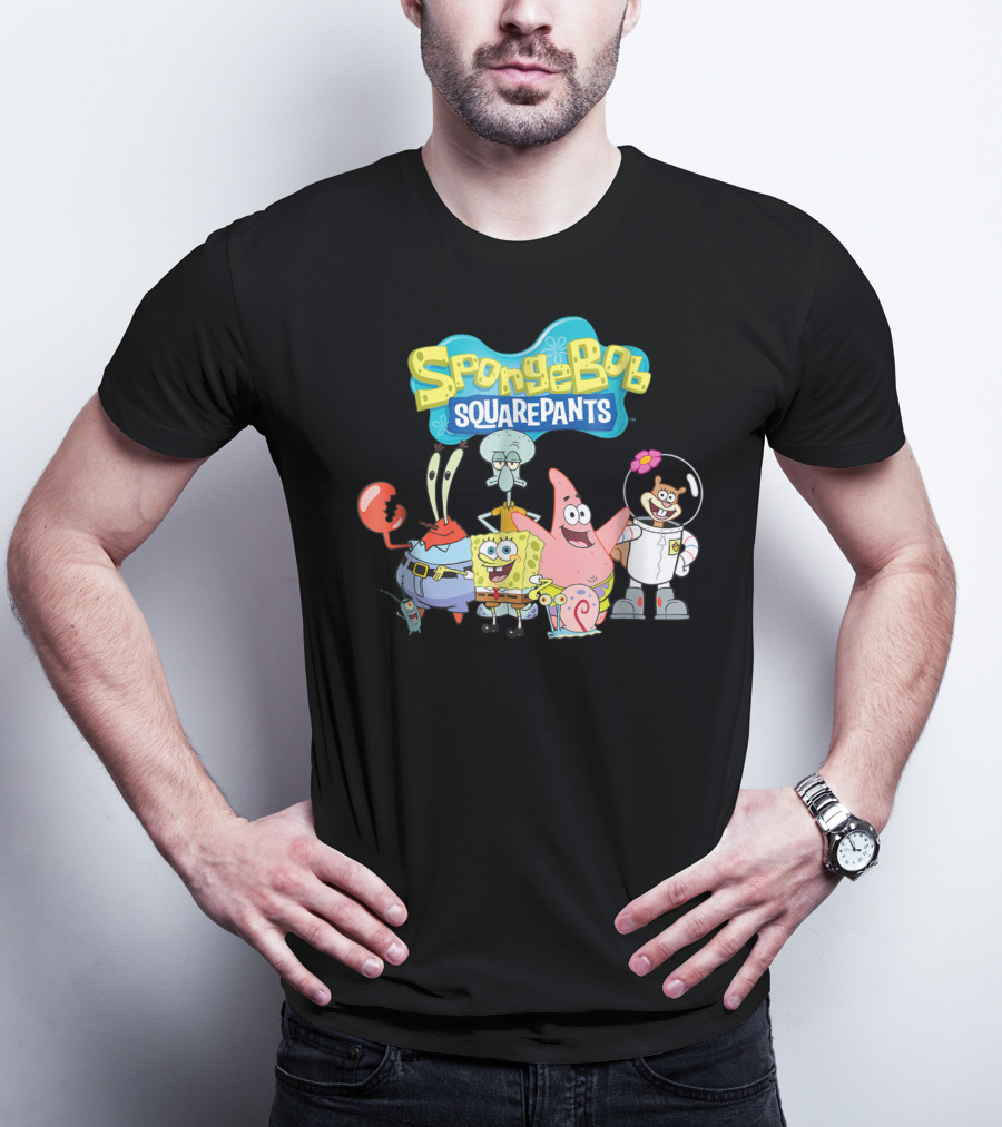 SpongeBob SquarePants Characters Group Featuring Mr. Krabs, Squidward, Patrick, Sandy, And Gary T-Shirt