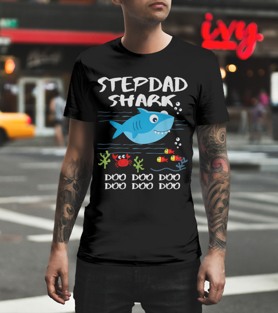 Stepdad Shark Doo Doo Doo Baby Shark Inspired T-Shirt