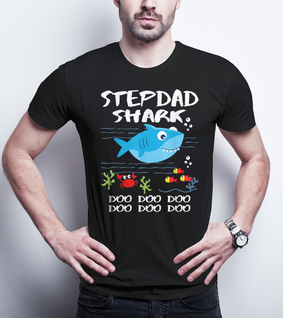 Stepdad Shark Doo Doo Doo Baby Shark Inspired T-Shirt