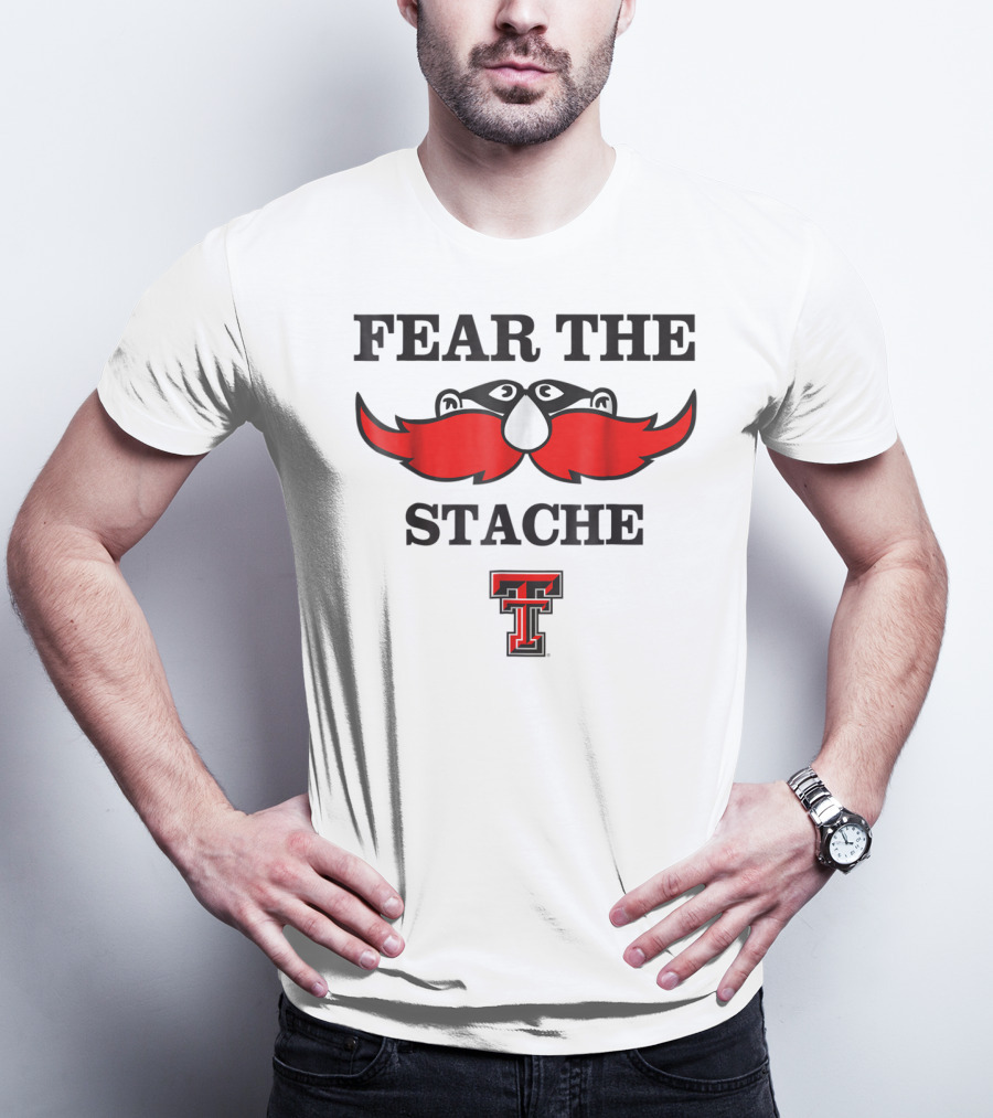Texas Tech Red Raiders Fear The Stache TT Logo Mustache T-Shirt