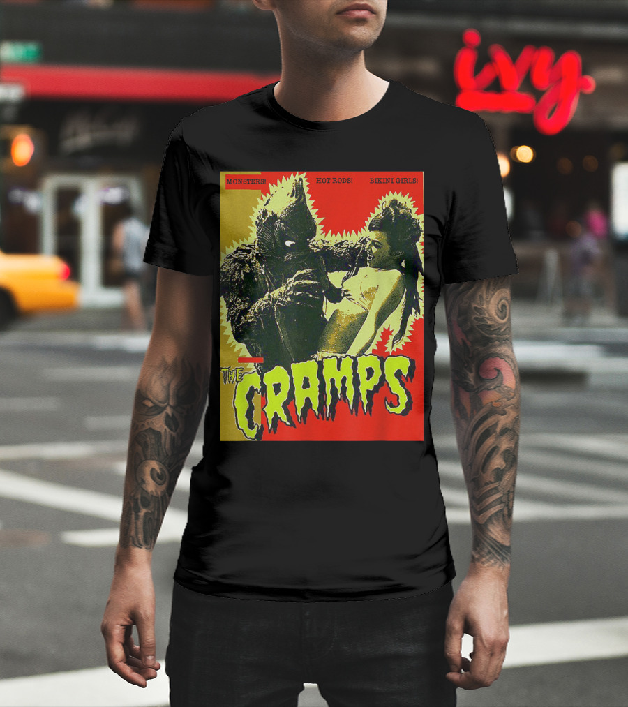 The Cramps Monsters Hot Rods Bikini Girls Punk Rock Band T-Shirt