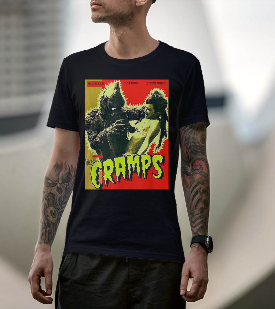 The Cramps Monsters Hot Rods Bikini Girls Punk Rock Band T-Shirt