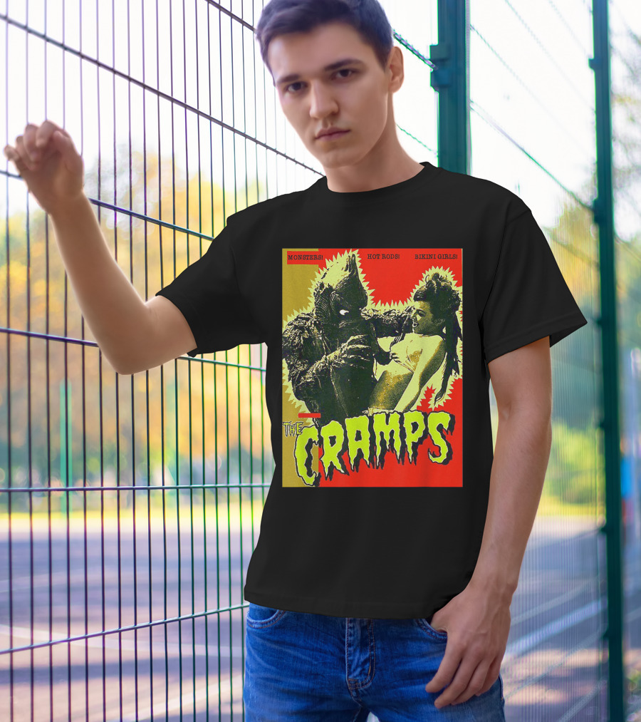 The Cramps Monsters Hot Rods Bikini Girls Punk Rock Band T-Shirt