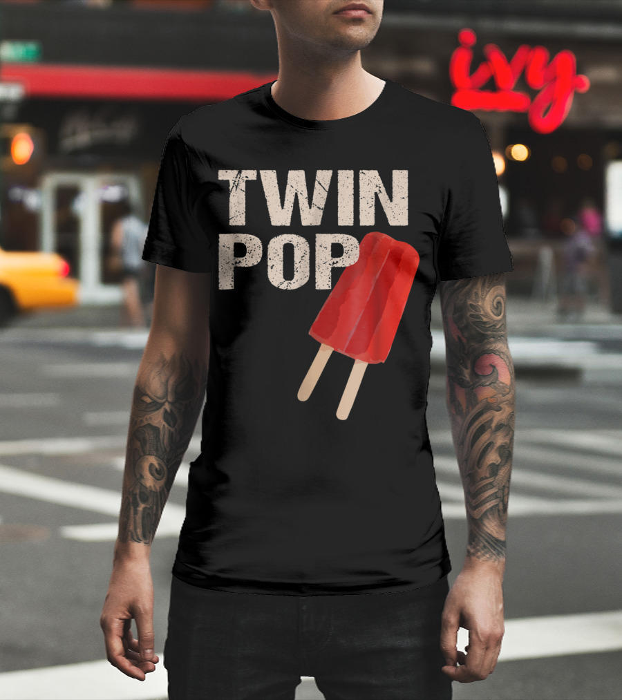 TWIN POP For Grandpa Twins Dad Ice Cream Popsicle T-Shirt