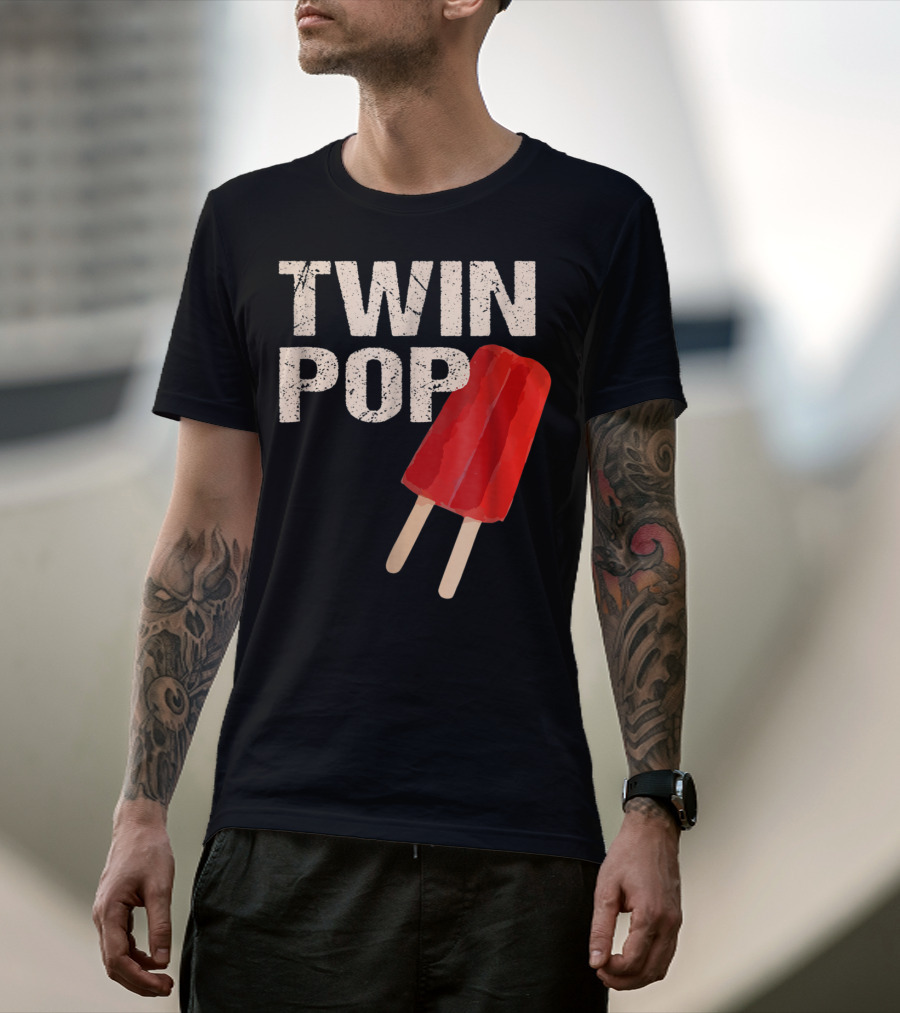 TWIN POP For Grandpa Twins Dad Ice Cream Popsicle T-Shirt
