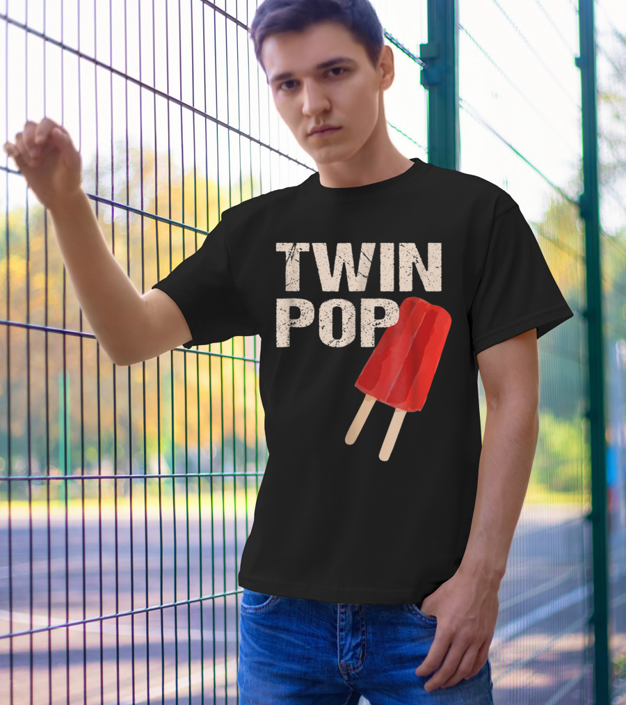 TWIN POP For Grandpa Twins Dad Ice Cream Popsicle T-Shirt