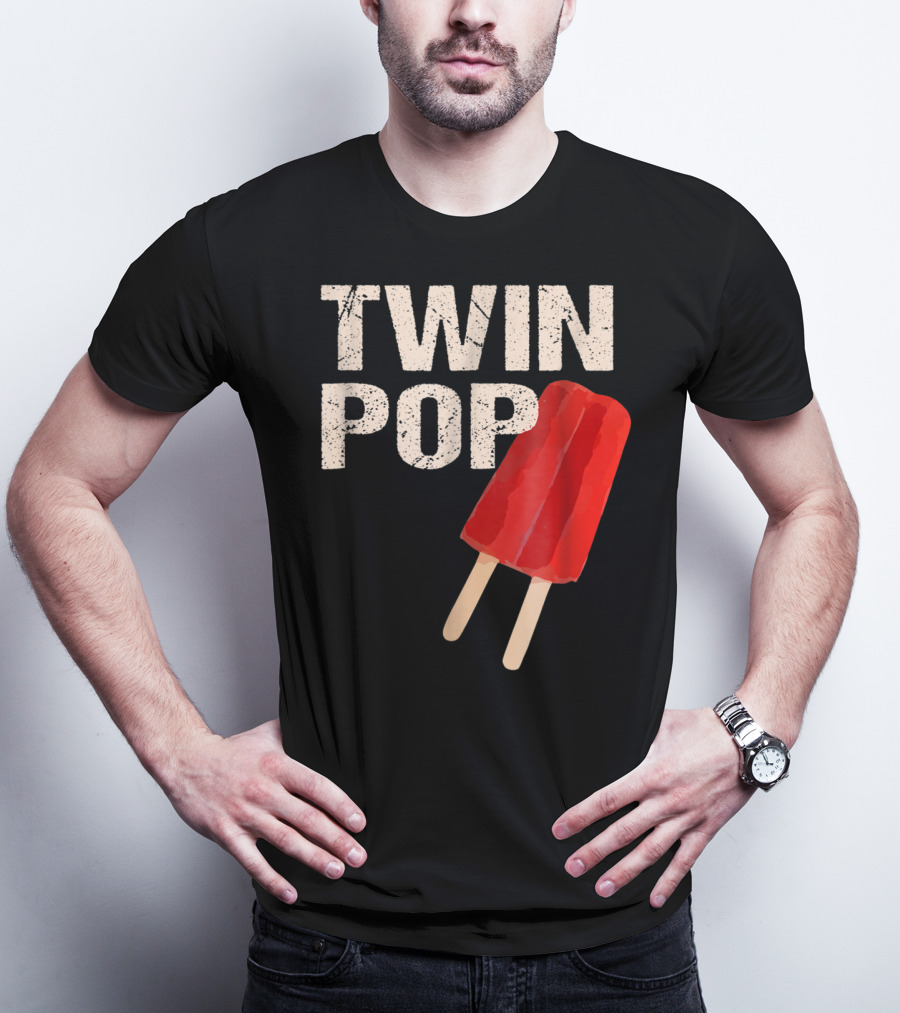 TWIN POP For Grandpa Twins Dad Ice Cream Popsicle T-Shirt