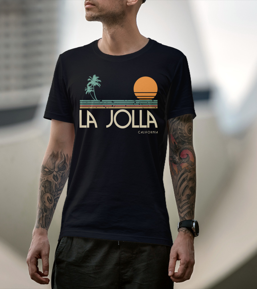 La Jolla California Vintage Sunset Palm Trees T-Shirt