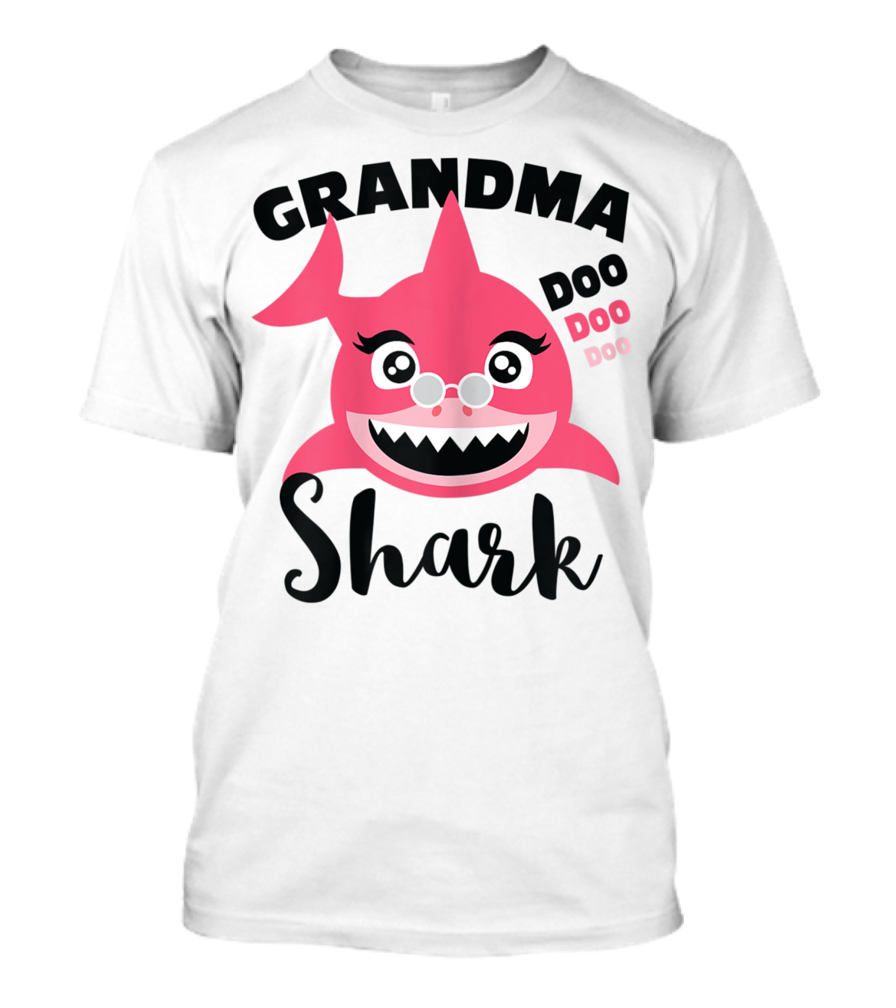 Grandma Shark Doo Doo Doo Pink Shark With Glasses T-Shirt