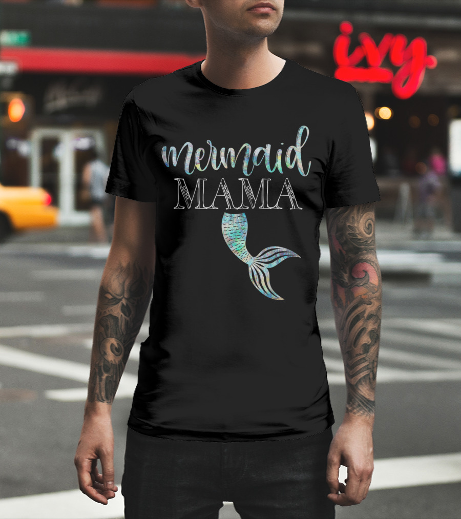 Mermaid Mama Daughter Girl Birthday Party Mama T-Shirt