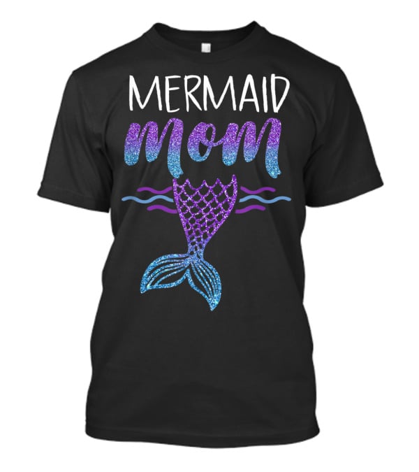 Mermaid Mom Glitter Tail Birthday Party T-Shirt
