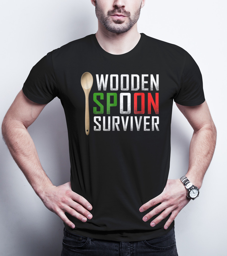 Wooden Spoon Survivor Green Red T-Shirt