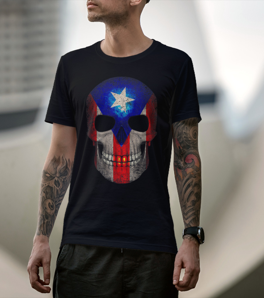 Puerto Rico Flag Skull T-Shirt